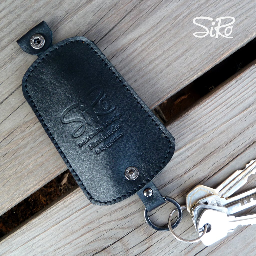 Leather key pouch black - handmade leather key pouch from the Silkroad